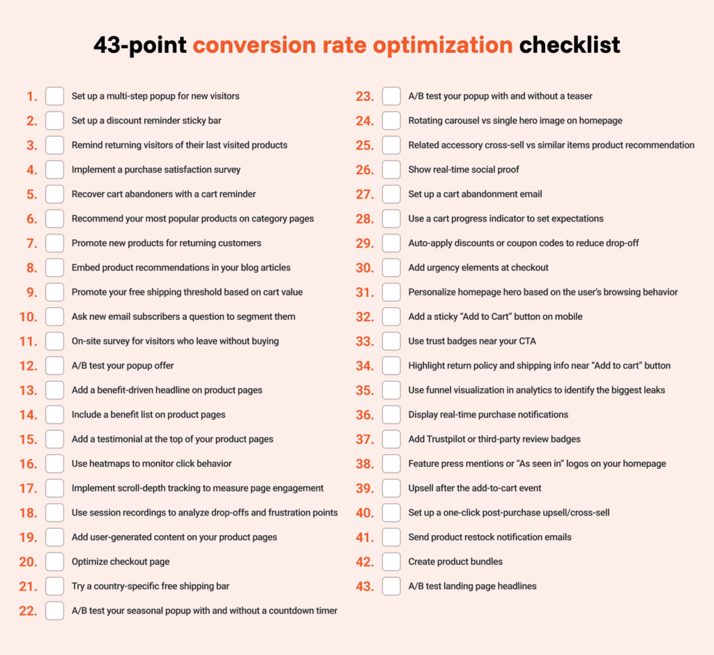 43-Point Ecommerce CRO Checklist to Boost Conversions in 2025