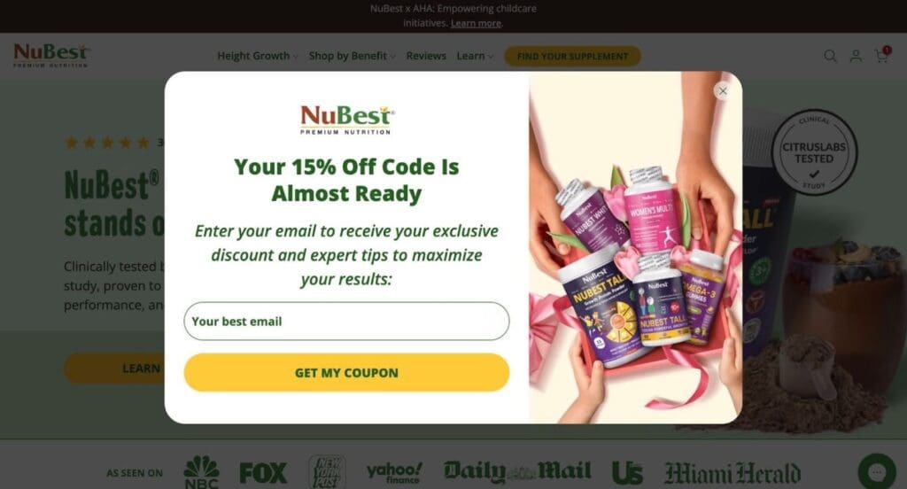How a Conversational Popup Helped NuBest Increase Both Signups & Orders - OptiMonk Blog